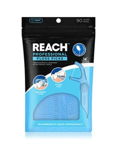 reach interdental flosser pick | acute angle for better reach | dented for better grip , pfas free | 90 flossers, mint flavor