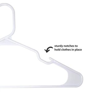 Durable Plastic Notched Clothing Hangers, 10 Pack, White, Set of 5