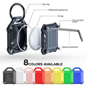 Dovick- Waterproof Airtag Keychain Holder Case,Screw Full Cover Compatible with Apple Air Tag Tracker Key Ring (Black 2Pack)