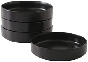 stone lain celina stoneware 4-piece round pasta bowl set, black