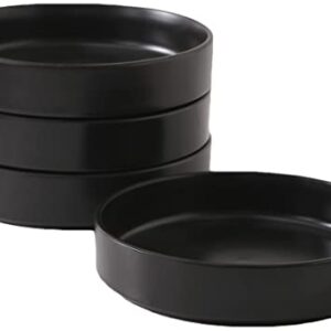 Stone Lain Celina Stoneware 4-Piece Round Pasta Bowl Set, Black