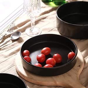 Stone Lain Celina Stoneware 4-Piece Round Pasta Bowl Set, Black