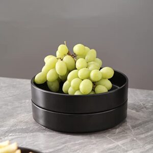 Stone Lain Celina Stoneware 4-Piece Round Pasta Bowl Set, Black