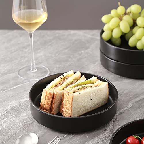 Stone Lain Celina Stoneware 4-Piece Round Pasta Bowl Set, Black