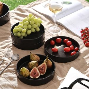 Stone Lain Celina Stoneware 4-Piece Round Pasta Bowl Set, Black