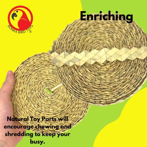 Bonka Bird Toys 3377 Palm Zig Zag Chain Roll 30 Feet Natural Woven Shredder Beak Busy Parrots Craft Part Toy Making Projects Cockatiels Parakeets Conures Amazons African Greys