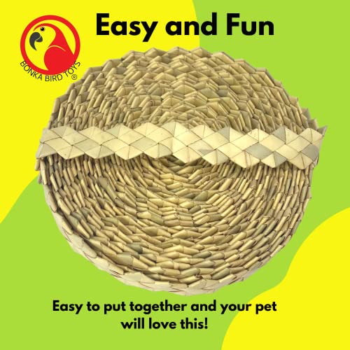 Bonka Bird Toys 3377 Palm Zig Zag Chain Roll 30 Feet Natural Woven Shredder Beak Busy Parrots Craft Part Toy Making Projects Cockatiels Parakeets Conures Amazons African Greys