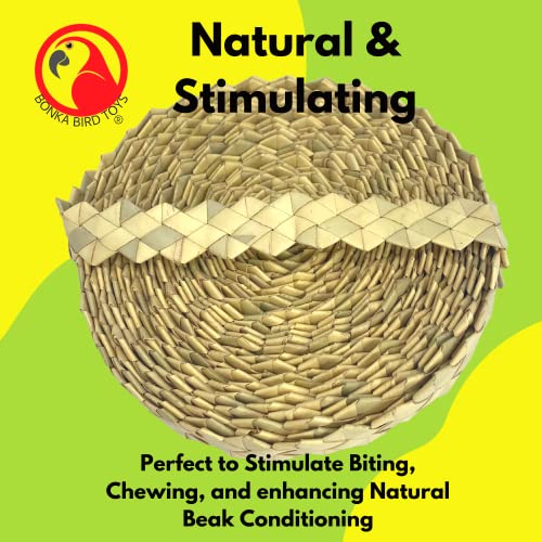 Bonka Bird Toys 3377 Palm Zig Zag Chain Roll 30 Feet Natural Woven Shredder Beak Busy Parrots Craft Part Toy Making Projects Cockatiels Parakeets Conures Amazons African Greys