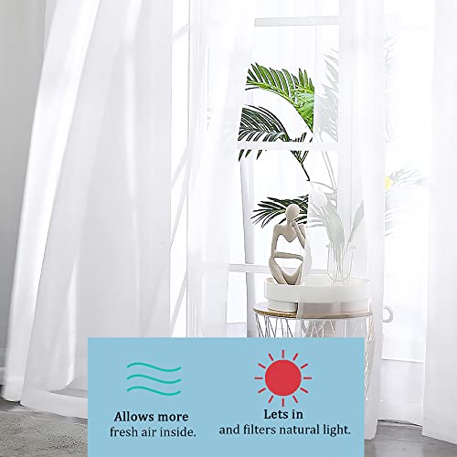 OWENIE Sheer White Curtains, Sheer Curtains 84 inch Length 2 Panels Set, Rod Pocket Voile Fimly Sheer Drapes for Living Room/Bedroom, 2pcs, Each 42" W x 84" L