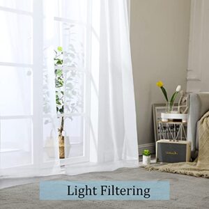 OWENIE Sheer White Curtains, Sheer Curtains 84 inch Length 2 Panels Set, Rod Pocket Voile Fimly Sheer Drapes for Living Room/Bedroom, 2pcs, Each 42" W x 84" L