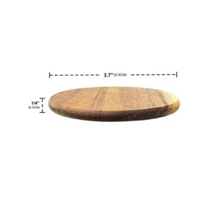 Acacia Wood Drink Coasters with Rustic Holder, 3.68 Inch Round Wooden Coasters,8 Pieces Cup Coasters Set