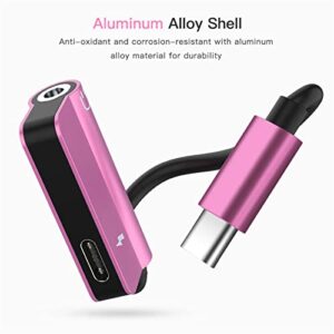 1Pc USB Type C to 3.5mm Jack Type C Audio Splitter Headphone Cable Earphone Aux 3.5 Adapter Charger USB-C (Pink, One Size)