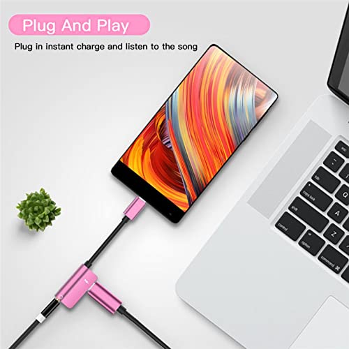 1Pc USB Type C to 3.5mm Jack Type C Audio Splitter Headphone Cable Earphone Aux 3.5 Adapter Charger USB-C (Pink, One Size)