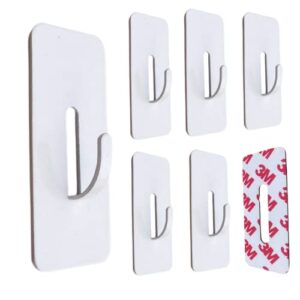 ruisheng 3m hooks adhesive hooks stick on wall hooks door hooks waterproof metal traceless hooks strips white towel hooks damage-free utility hooks 18 pack (arc)