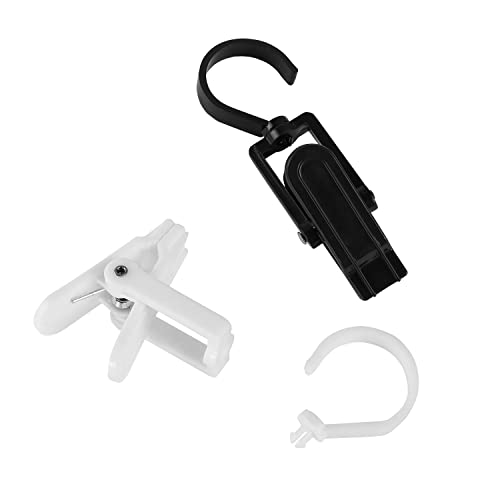 40 PCS Super Strong Plastic Swivel Hooks Clip, 720°Swivel Hanging Hooks Home Swivel Laundry Clips Curtain Clips Clothes Pins for Storaging ClothesHat, 4.13 Inches (Black+White)