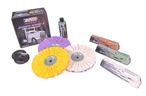 zephyr custom polishing products super shine x aluminum polishing kit with buffing pads and polishing compound, for big rigs, pontoons, and aluminum wheels