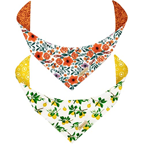 Reversible Dog Bandanas. Soft & Durable Fabric Bibs Kerchief Scarfs. Curved Neckline & Adjustable Fit. Designs for Boys & Girls for Small Medium Large Breed. Essential Pet Accessories