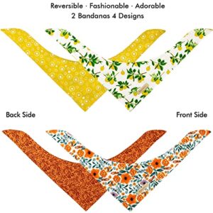 Reversible Dog Bandanas. Soft & Durable Fabric Bibs Kerchief Scarfs. Curved Neckline & Adjustable Fit. Designs for Boys & Girls for Small Medium Large Breed. Essential Pet Accessories