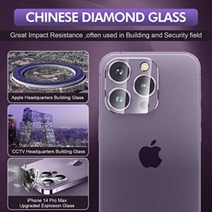 Hlija 3PCS Rear Back Camera Lens Protector Tempered Glass for iPhone 14 Pro/ 14 Pro Max - HD Clear Full Coverage Guard