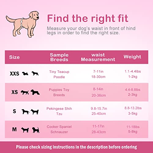 Flying Paws Disposable Female Dog Diapers, Puppy Diapers with Adjustable Elastic Waistline for Female Dog or Cat in Heat, Incontinence，Diaper with Wetness Indicator.… (XXS-10 Count)