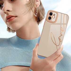 OOK Compatible with iPhone 11 Case Love Letter Graphic Luxury Electroplated Case Soft TPU Shockproof Full Camera Lens Protective Case for iPhone 11 6.1 Inch-White