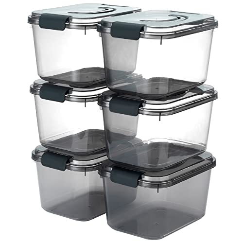 ZHENFAN 5.5 Quart Black Clear Storage Latch Box/Bin with Lids, 5 Liter Plastic Organize Bins with Handle, 6-Pack