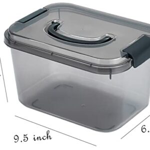 ZHENFAN 5.5 Quart Black Clear Storage Latch Box/Bin with Lids, 5 Liter Plastic Organize Bins with Handle, 6-Pack