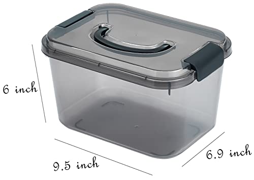 ZHENFAN 5.5 Quart Black Clear Storage Latch Box/Bin with Lids, 5 Liter Plastic Organize Bins with Handle, 6-Pack