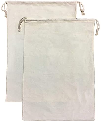 Cotton Canvas Heavy Duty Laundry Bags - 2 PCS - Natural Cotton - Versatile Multi Use - 19.7"x 27.6" - Ideal for Home, Hotels, Rental Spaces, Vacation Homes, College Dorm & Travel