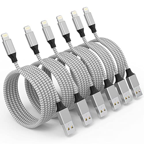 [Apple MFi Certified] 6Pack[3/3/6.1/6.1/6.1/10FT] iPhone Charger Lightning Cable Compatible iPhone 14Pro/14/13Pro/13/12Pro/12/11Pro/11/XS and More(Silver)