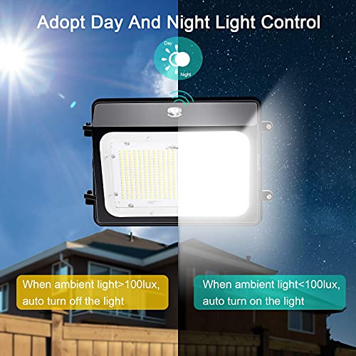 DragonLight 80W LED Wall Pack Light with Dusk-to-Dawn Photocell, IP65 Waterproof Security Flood Lights Outdoor, 5000K Daylight 10,800LM Super Bright 100-277V for Commercial Street & Area Lighting