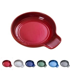 yoeuen ceramic spoon rest for stovetop, heat-resistant spoon holder for kitchen counter, large utensil rest for spatula, spoons or tongs, red 1pcs