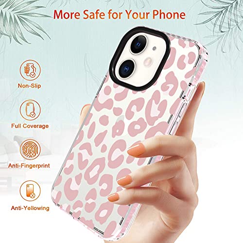 ZIYE Clear Case for iPhone 12,iPhone 12 Pro Cover Pink Leopard Design Shockproof Soft TPU Bumper Protective Phone Case for Women Girls Girly Pink Case for iPhone12/12 Pro 6.1 inch