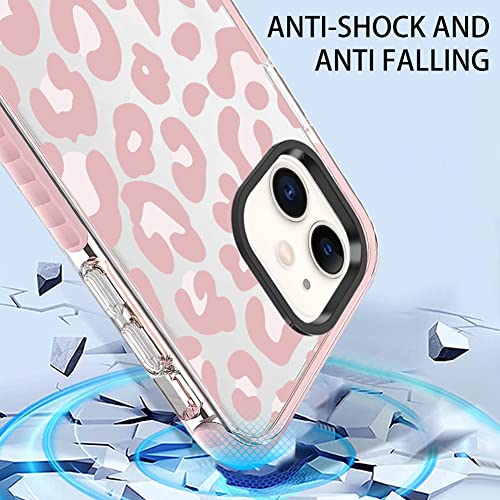 ZIYE Clear Case for iPhone 12,iPhone 12 Pro Cover Pink Leopard Design Shockproof Soft TPU Bumper Protective Phone Case for Women Girls Girly Pink Case for iPhone12/12 Pro 6.1 inch