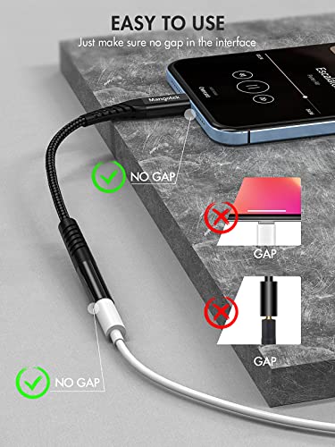 Mangotek Replacement for iPhone Headphones Adapter, Lightning to 3.5 mm Headphone Jack Adapter Audio Dongle Earphone Aux Adaptor for Apple iPhone 14 13 12 Pro Max Mini 11 SE 7 8 Plus X XS