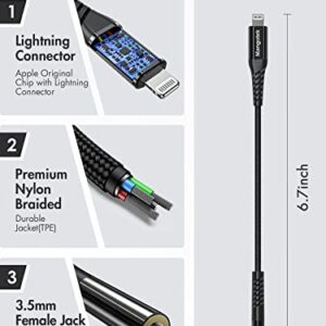 Mangotek Replacement for iPhone Headphones Adapter, Lightning to 3.5 mm Headphone Jack Adapter Audio Dongle Earphone Aux Adaptor for Apple iPhone 14 13 12 Pro Max Mini 11 SE 7 8 Plus X XS