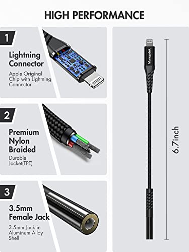 Mangotek Replacement for iPhone Headphones Adapter, Lightning to 3.5 mm Headphone Jack Adapter Audio Dongle Earphone Aux Adaptor for Apple iPhone 14 13 12 Pro Max Mini 11 SE 7 8 Plus X XS