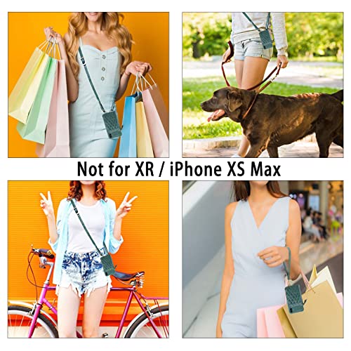 MONASAY Zipper Wallet Case for iPhone X/XS,[Glass Screen Protector ][RFID Blocking] Flip Leather Handbag Phone Cover with Card Holder & Detachable Crossbody Shoulder Lanyard Strap, Light Green