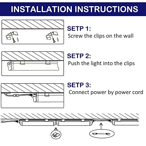 HOLDWILL 12 Pack LED Shop Light Fixture, 5FT 30W 6500K, Cool White, Milky Cover, Hight Output, Linkable Shop Lights for Workshop, T8 LED Tube Lights, LED Shop Lights for Garage 5 Foot with Plug Cable