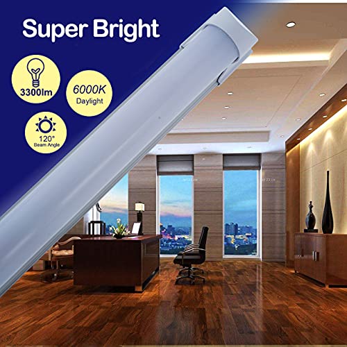 HOLDWILL 12 Pack LED Shop Light Fixture, 5FT 30W 6500K, Cool White, Milky Cover, Hight Output, Linkable Shop Lights for Workshop, T8 LED Tube Lights, LED Shop Lights for Garage 5 Foot with Plug Cable