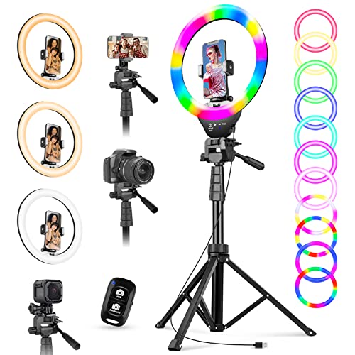 Torjim 12" RGB Ring Light with 67" Tripod Stand, Selfie Ring Light with Phone Holder & Wireless Remote, 3 CCT Modes & 12 Color Modes LED Ring Light for Selfie/Makeup/TikTok/YouTube