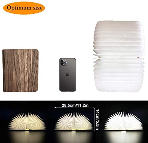 MWrouqfur Wooden Book Light, Novelty Folding Book Lamp, Folding Night Light, USB Rechargeable Wooden Table Lamp, Magnetic Design - Creative Gift Home Office Decor for Family Girlfriend