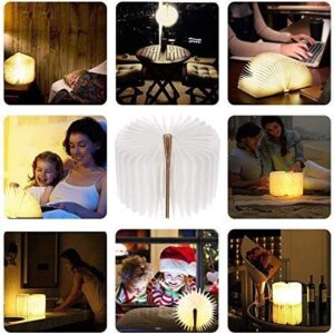 MWrouqfur Wooden Book Light, Novelty Folding Book Lamp, Folding Night Light, USB Rechargeable Wooden Table Lamp, Magnetic Design - Creative Gift Home Office Decor for Family Girlfriend