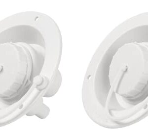 TonGass (2-Pack) Universal Fit Gravity Feed Fresh Water Fill Hatch Inlet for RV Trailers (White) - 4.5" Diameter Fill Hatch Inlet - with 1-1/4 Barbed Connector, Bayonet-Style Cap and 1/2" Air Vent