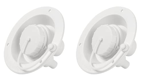 TonGass (2-Pack) Universal Fit Gravity Feed Fresh Water Fill Hatch Inlet for RV Trailers (White) - 4.5" Diameter Fill Hatch Inlet - with 1-1/4 Barbed Connector, Bayonet-Style Cap and 1/2" Air Vent