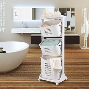 3-layer laundry basket,clothes storage basket with universal wheel dirty clothes basket for bathroom/bedroom