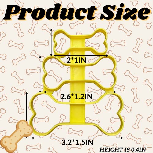 Crethinkaty 1 Pcs Bone Cookie Cutter, Plastic Cartoon Dog Bone, 3 Various Size for DIY Baking Fondant Biscuit Pastry Dog Treats