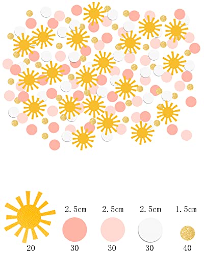 Golden Pink White Sunny Dots Confetti Girl Birthday Pink Scatter Table Decoration for Baby Shower First Trip Around the Sun Theme Party Bridal Shower Boho Wedding Classroom Nursery Supplies 150 Pcs