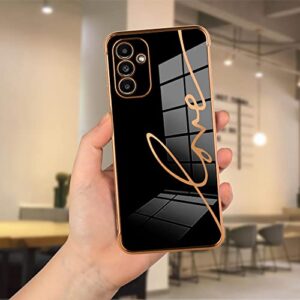 Bonoma Compatible with Samsung Galaxy A13 5G Case Love Letter Graphic Plating Luxury Elegant Case Camera Protector Soft TPU Four Corner Cushion Back Cover Galaxy A13 5G Case -Black