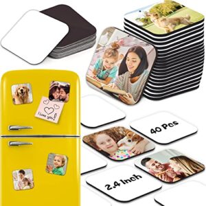 sublimation magnet blanks, personalized sublimation blanks bulk with 20 pcs larger square blanks, 20 pcs fridge magnets for custom refrigerator oven décor office calendar diy crafts (6 x 6 cm)